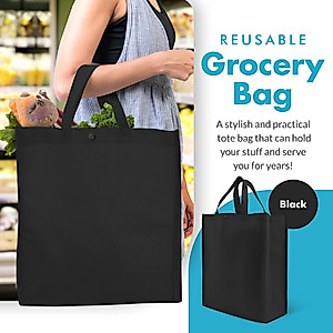Simply Green Solutions - Reusable Grocery Bags, Durable Large Tote Bags, Shopping Bags for Groceries, Utility Tote, Reusable Gift Bags With Handles, 14 x 16.5 x 6, Pack of 10, Black