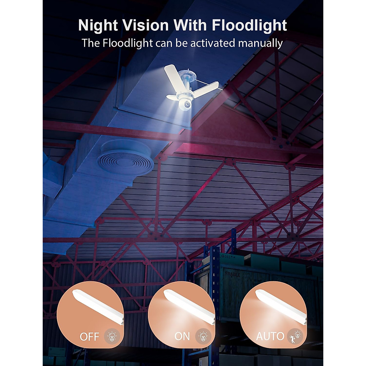 Rreslicam E26 Garage LED Light with Smart Security Camera, 30W 5000LM, Suitable for Garage, shed, Studio, Hallway, Laundry Room, etc. Timed Lighting, Motion-Activated Lighting, AI Monitoring