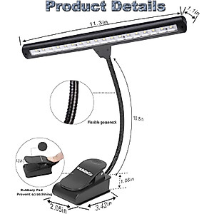Vshinic Music Stand Light,Clip On Piano Lights 18 LED Orchestra Light Clip On Reading Light,Fully Adjustable No Flicker for Piano,Book Reading, DJ, Craft Work (Powered by AC Adapter AAABatteries)