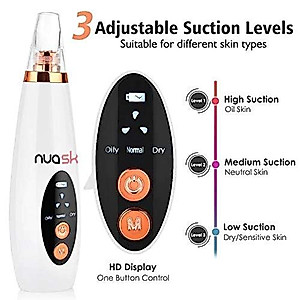 Blackhead Remover Pore Vacuum & Pore Cleaner - Nuaskin Upgraded Pimple & Acne Removal Tool for Blackhead & Whitehead Acne - Face Pore Vacuum with 6 Suction Heads, Adjustable Suction, USB Rechargeable