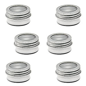Othmro 6Pcs 0.2oz Round Metal Tins Aluminum Tin Cans Jar Refillable Containers 5ml Tin Cans Tin Bottles Containers with Screw Lid for Salve Spices Lip Balm Tea Candies Silver 26×15mm