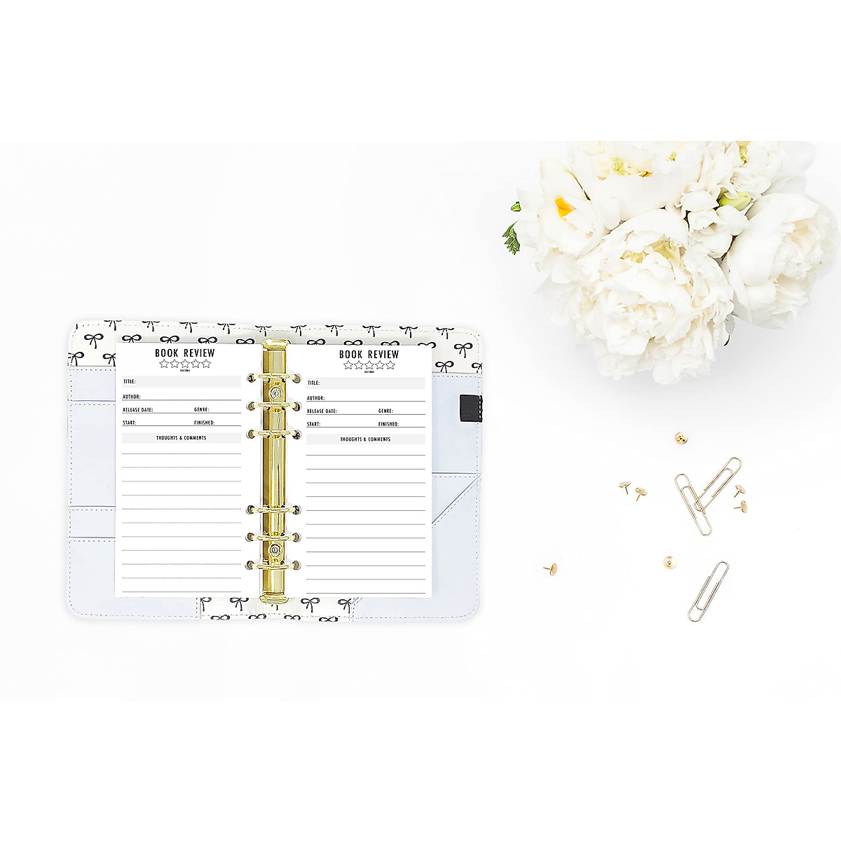 Personal Book Review Planner Insert Refill, 3.74 x 6.73 inches, Pre-Punched for 6-Rings to Fit Filofax, LV MM, Kikki K, Moterm and Other Binders, 30 Sheets Per Pack