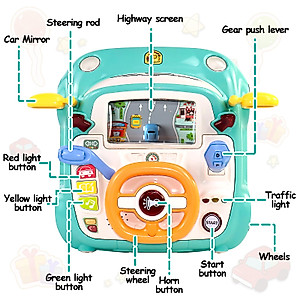 Kids Steering Wheel Toy Musical Baby Car Toddlers Toys Age 1-2-3 Interactive Learning Simulation Drving Toy Car Seat Toy Develops Fine Motor Skills for 1 2 3 Years Old Baby Boys Girls