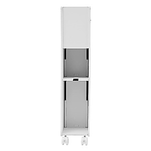 KWCWB Slim Bathroom Storage Cabinet, Movable Slim Rolling Storage Cart with 2 Drawers, Open Structure Small Bathroom Storage Cabinet with Toilet Brush Slot-for Corner, Narrow Spaces Bathroom Storage