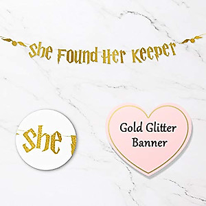 Gold Glitter Bachelorette Party Banner Decorations - Bridal Shower Hen Party Decorations Supplies, Wedding Party Decoration, Gold Glitter Banner | She Found Her Keeper