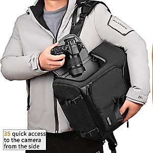 CADeN Camera Backpack Canvas Camera Bag for DSLR/SLR Mirrorless Camera with 15.6 inches Laptop Compartment, Camera Case Compatible for Sony Canon Nikon Cameras and Lens Tripod Waterproof Black