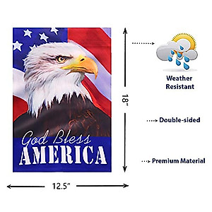 Volta God Bless America Garden Flag Double Sided Bald Eagle Patriotic Garden Flag American Independence Day 4th of July Yard Flag for Outdoor Decoration 12x18 Inch