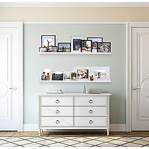 Wallniture Denver White 60 Inch Floating Shelves for Wall, Narrow Picture Ledge Shelf Set of 2,Wood Long Wall Shelves