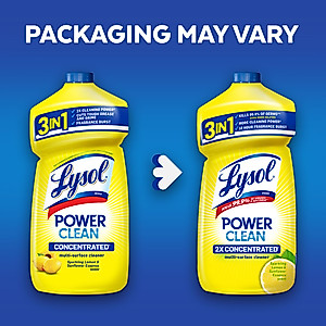 Lysol Multi-Surface Cleaner, Sanitizing and Disinfecting Pour, to Clean and Deodorize, Sparkling Lemon and Sunflower Essence, 40 Fl Oz (Pack of 3)