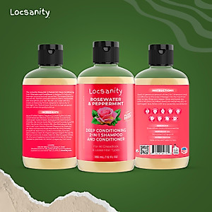 Locsanity 2-in-1 Shampoo and Conditioner for All Types of Dreadlocks and Hairstyles – Moisturizing, Nourishing, and Hydrating Shampoo and Conditioner (12 fl oz)