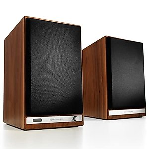 Audioengine HD6 150W Powered Bookshelf Stereo Speakers | Home Music System w/aptX HD Bluetooth, AUX Audio, Optical, RCA, 24-bit DAC (Walnut)