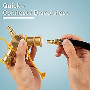 SHINESTAR 1/4" RV Propane Quick Connect Y Splitter for RV, Trailer, Camper and More, 2 Way LP Gas Adapter with 1/4" Quick Disconnect