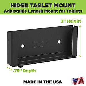 HIDEit Mounts Uni-T Universal Tablet Wall Mount - Adjustable Black Steel Tablet Mount for iPad, iPad Pro, iPad Mini, Samsung Galaxy Tablet and Surface Pro