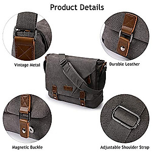 S-ZONE Vintage Canvas Messenger Bag Shoulder Bag 14 Inch Laptop Briefcase