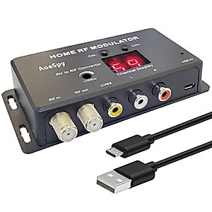 AoeSpy RF Modulator, RCA CVBS in Coaxial out Converter, UHF Demodulator, Channel Switch, NTSC & PAL, 14 Ch, for PS2 PS3 PS4 Nintendo Switch, Cable Box, HD TV, AV Component Video Source, Old TVs