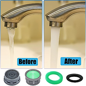 MOILINJAEY Faucet Aerator, 1.5 GPM Flow Restrictor Insert, Faucet Aerator Replacement Part for Bathroom or Kitchen Faucet Filter, Fits Male and Female Faucet Aerators with Washers (20 Pcs)