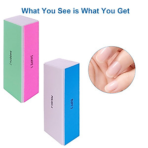 4 Way Nail Buffer Block (6 pcs), Nail Shine Buffers Blocks Files for Natural and Acrylic Nails Smoother Buffing Block Polisher Fingernail File Buffer 120/240/600/3000 Grit for Buffing Shinning