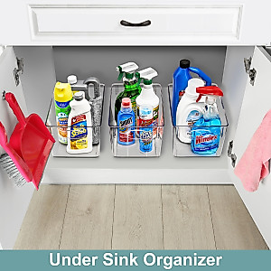 Sorbus 2 Pack Large Clear Plastic Storage Bins, Clear Organizer Bins with Handle for Kitchen, Pantry, Cabinet, Refrigerator, Craft, Toys, Clothes, Closet, Under Sink, Bathroom Organizers and Storage