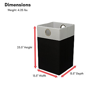 BirdRock Home Folding Cloth Laundry Hamper with Handles - Dirty Clothes Sorter - Easy Storage – Collapsible Bin – Home Organization – Black and White
