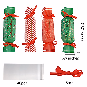JOYJOM Christmas Money Box for Cash Gift Pull, 4PCS Candy Funny Money Gift Boxes for Cash Pull Pouch, Surprise Merry Christmas Box Holder with 40Pcs Transparent Bags