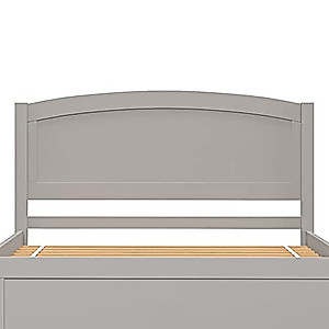 TOLEAD Daybed with Trundle, Twin Size Pull Out Bed, Solid Wood Extendable Day Bed with Pop Up Trundle, Include Slat Support (Grey, Trundle)