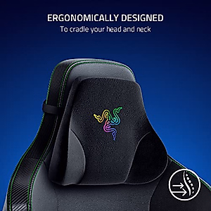Razer Head Cushion Chroma Neck & Head Support for Gaming Chairs: Ergonomically Designed - Memory Foam Padding - Wrapped in Plush Black Velvet - Chroma RGB