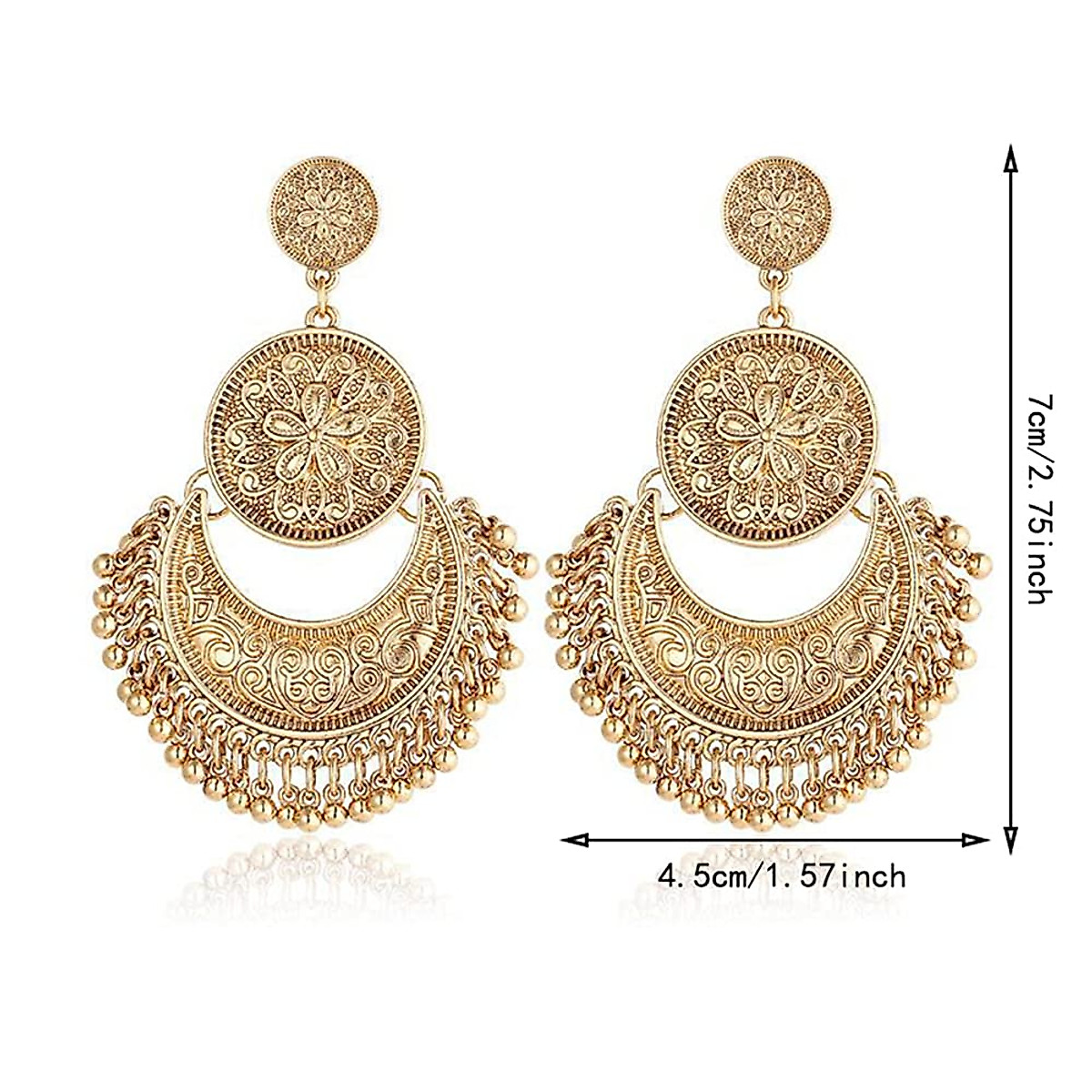 CHUNYANAN Bohemian Ethnic Retro Style Gold SilverTassel Dangle Drop Earrings For Women personalized Mexico Gypsy Dangle Earrings Jewelry (Gold Chandelier Tassel Dangle Drop Earrings)