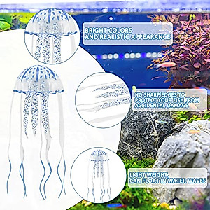 suruikei 8Pcs Fish Tank Decoration Set, Fishtank Diver Floating Decoration Aquarium Jellyfish Ornament Aquarium Artificial Plastic Plants Realistic for Various Kinds of Fish Tanks (H01)