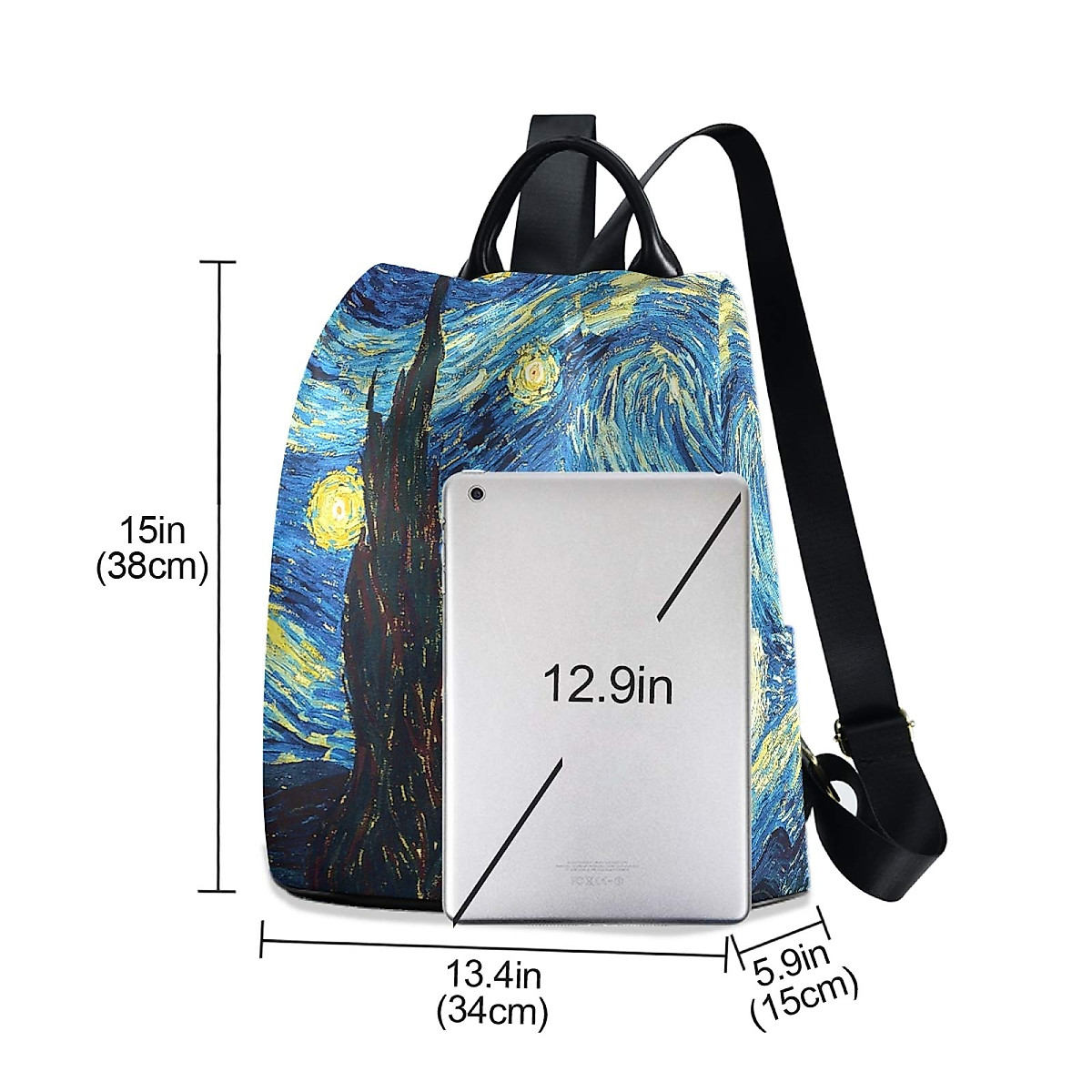 ALAZA Starry Night Sky Van Gogh Backpack Purse for Women Anti Theft Fashion Back Pack Shoulder Bag