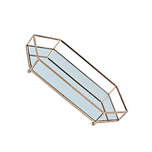 Parliky Display Practical Home Skincare Gold L Vanity Tray Style Containers Storage Holder Bathroom Platter Creatively Makeup Trinket Organiser Ring Bedroom Shaped Glass Snack Organizer