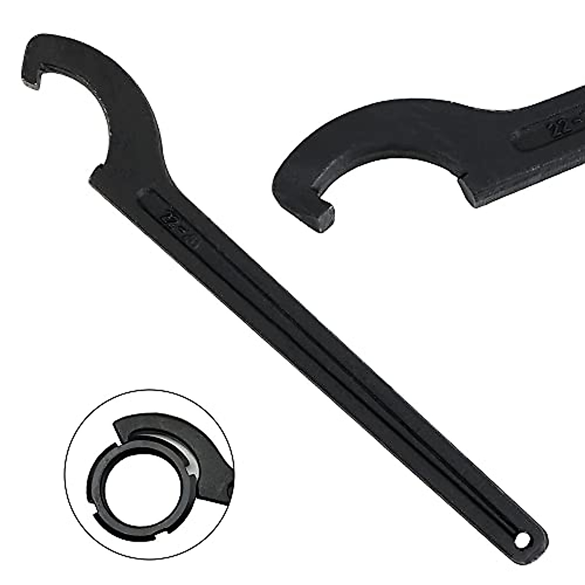 DEPILA Wrench DIY Work 22-26mm Hook Head Round Nut Spanner Hand Tool Stainless Steel C Shape Wrench Tool Wrenches (Size : 28-32)