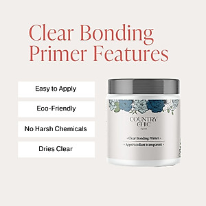Clear Bonding Primer - Chalk Style Furniture Paint Surface Prep Clear Primer Base Coat - Adhesive Furniture & Decor Primer for Laminate, Glass, Metal, Oil-Based Paint or Stain - Pint (16 oz)