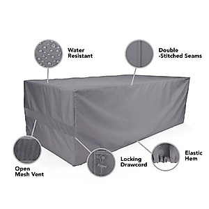 Covermates Rectangular Accent Table Cover - Patio Outdoor Furniture Cover, Water Resistant Outdoor Ottoman/Side Table Cover, Elite 300D Polyester, 60W x 36D x 25H, Charcoal