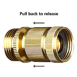 KECOFLY Garden Hose Quick Connect Solid Brass Quick Connector Male and Female Garden Hose Fitting Easy Connect Water Hose Connectors 3/4 inch GHT (2 Sets)