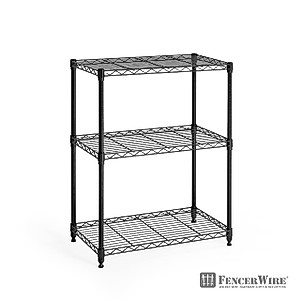 Fencer Wire 3/4/5-Tier Adjustable Height Wire Shelving Unit, Garage Shelving Storage Organizer, Wire Rack Shelving, Metal Steel Storage Shelves, Utility Storage Shelf with Leveling Feet, Black