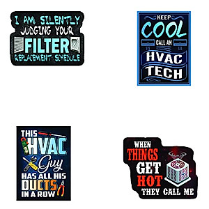 HVAC Stickers – Perfect for Any HVAC tech. Our Hard hat Stickers Include Images of HVAC Tools and Make Perfect HVAC Accessories. - Our Construction Stickers are Waterproof Vinyl Stickers. Pack of 14
