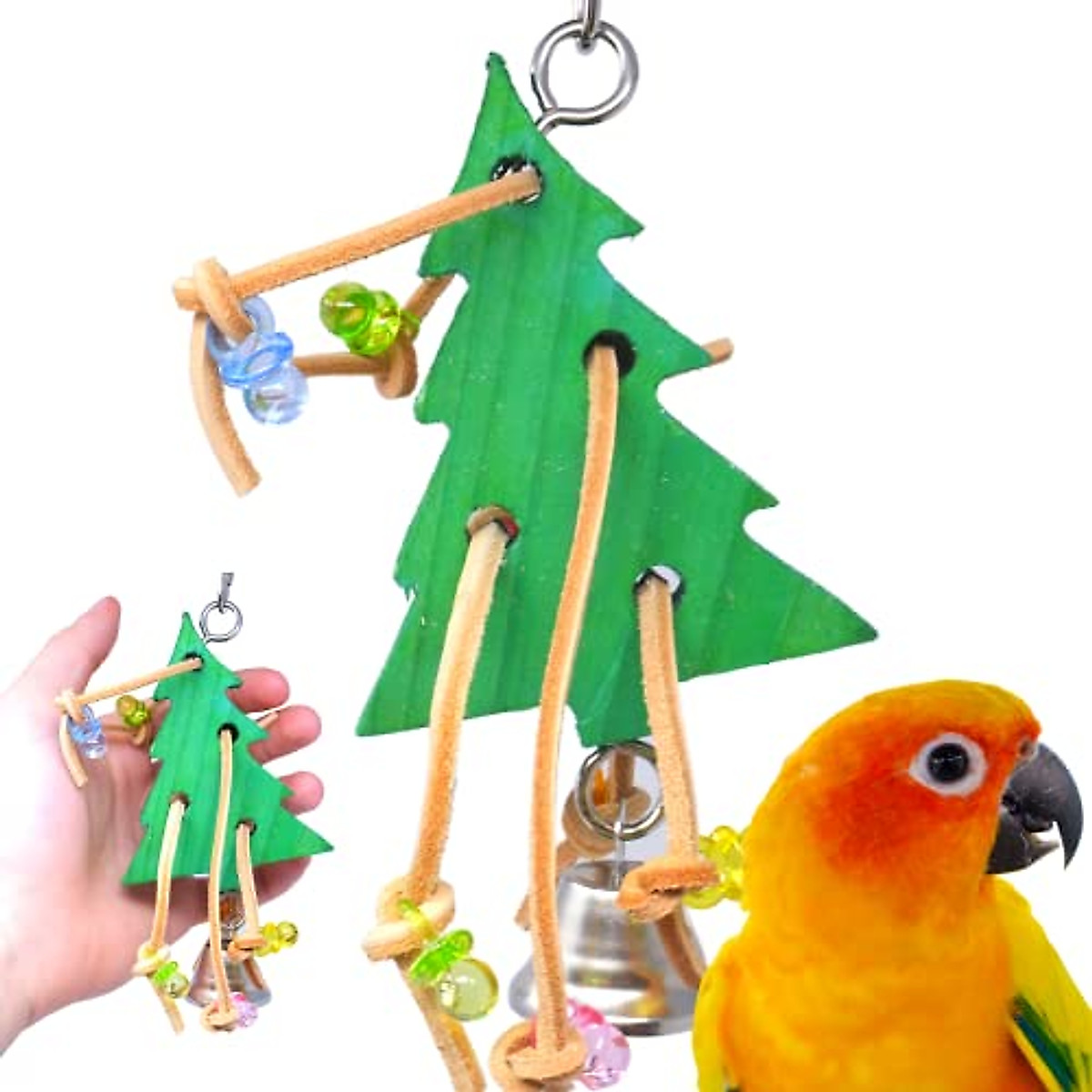 Bonka Bird Toys Christmas Tree Small Large Bird Toy Festive Season Holiday Treat Xmas Santa for Cockatiels, Parakeets, Conures, African Greys, and Similar.