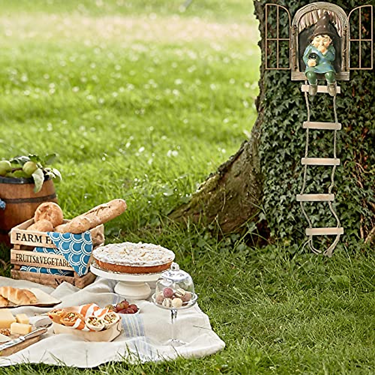 Thyle 4 Pieces Elf Out The Door Tree Hugger Garden Statue Gnome Resin Gnome Figurine Hanging Inappropriate Garden Gnomes Tree Gnome Decoration Tree Faces Decor Outdoor for Patio Lawn Ornament