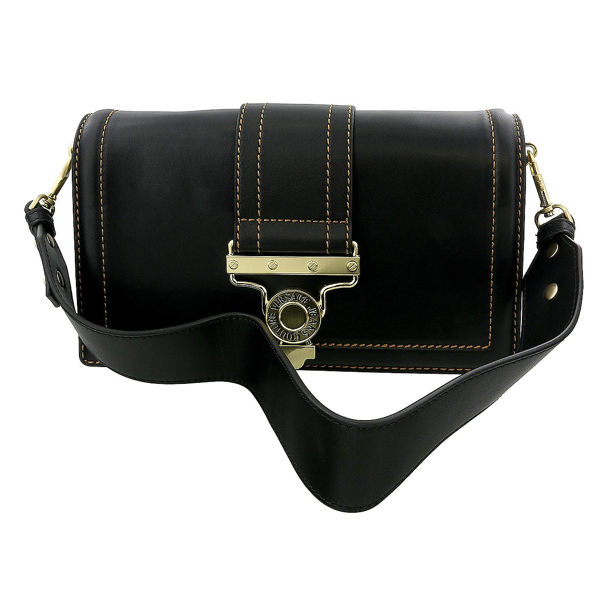 Versace Jeans Couture Black Black Buckle Crossbody Bag for Womens