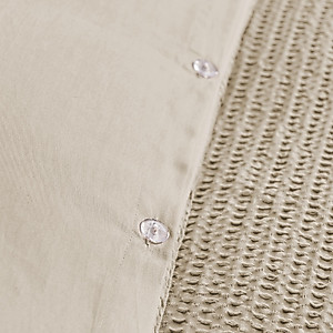 Levtex Home - Cloud Waffle Duvet Cover Set - King Duvet Cover + Two King Pillow Cases - Waffle Weave - Taupe - Duvet Cover (106 x 94in.) and Pillow Case (36 x 20in.) - Cotton