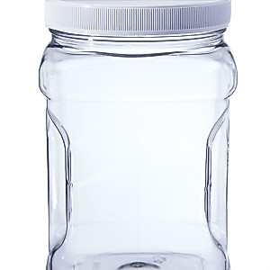Hudson Exchange 1/2 Gallon Plastic Grip Jar with Cap (6 Pack), Food Grade BPA Free PET, Clear
