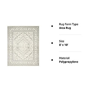 SAFAVIEH Adirondack Collection 8' x 10' Ivory / Silver ADR108B Oriental Medallion Non-Shedding Living Room Bedroom Dining Home Office Area Rug