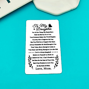 Daughter Gifts from Mom Engraved Wallet Card for Daughter Birthday Christmas Graduation Gifts Mothers Day Wedding Day Gifts To My Daughter Wallet Card from Mom