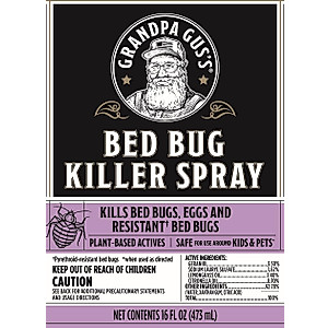 Grandpa Gus's Natural Bed Bug Killer Spray, 48 Hours Time-Release Plant-Based Actives, Kills Bed Bugs & Their Eggs, 16 fl oz