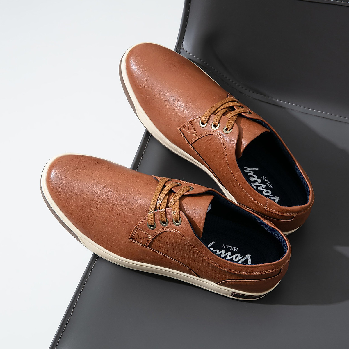 Vostey Men's Fashion Sneakers Brown Simple Leisure Style Casual Shoes(B81Q11 Yellow Brown 10.5)