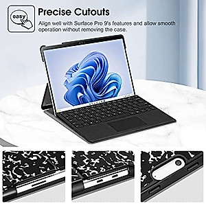 Fintie Protective Case for 13 Inch Microsoft Surface Pro 9 / Pro 9 5G (2022 Release) - Multiple Angle Viewing Hard Shell Slim Portfolio Cover Compatible with Type Cover Keyboard, Composition Book