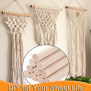 Yaliuliu 10PCS Dowel Rods Wood Dowels, 1/2 x 12 Inch Round Wooden Sticks for Craft, Macrame Dowel, Unfinished Solid Wood Sticks for Arts and DIYers