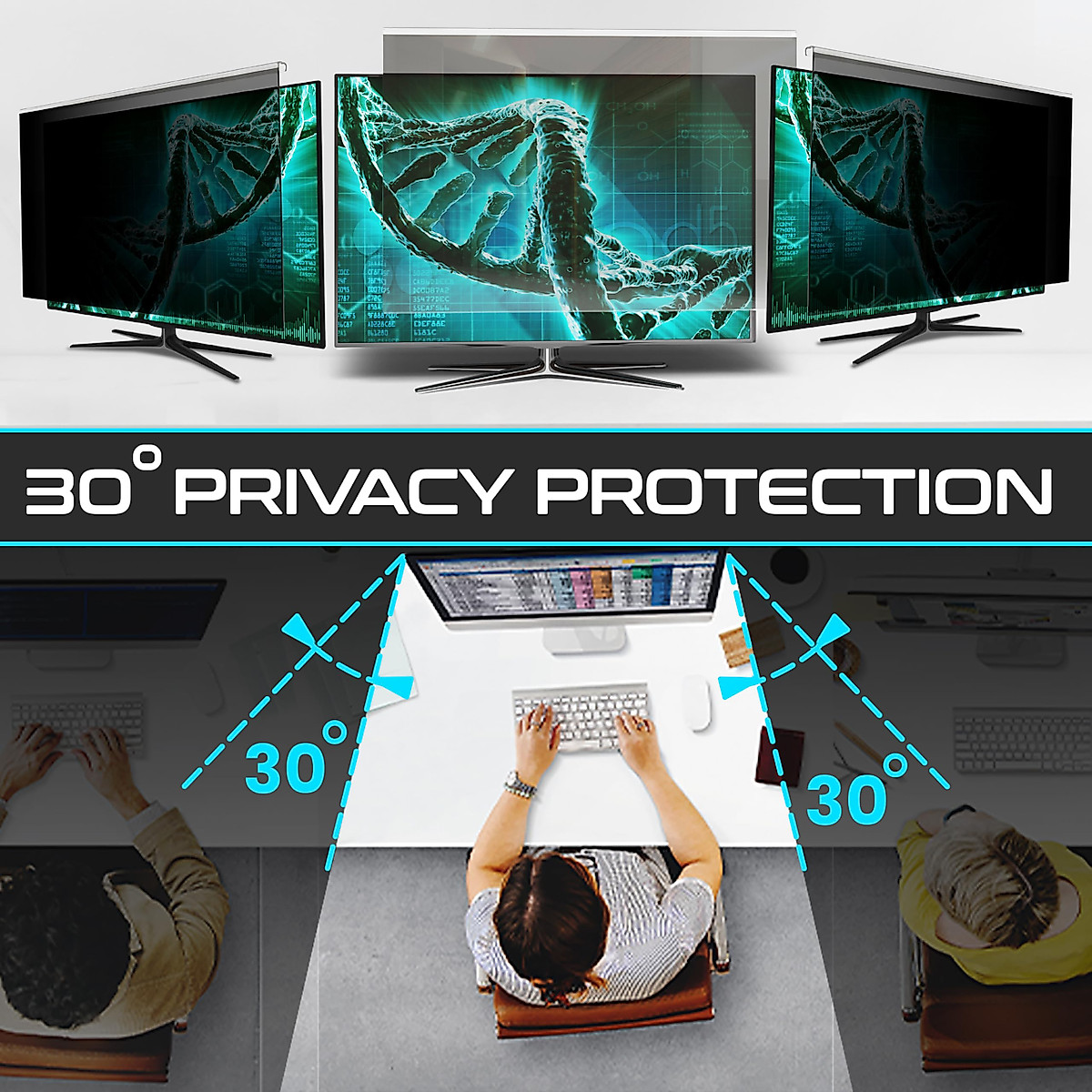 EZ-Pro Screen Protector Privacy Screen Panel for 32 inches (Screen Measured Diagonally) Computer Monitor, Anti Blue Light and Easy Installation, Screen Panel Size 17.3" Height x 28.7" Width