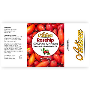 Artizen Cold Pressed Rosehip Oil - Pure, Therapeutic Grade for Skin, Hair & Nails, Ance Dropper Included - 4 fl oz