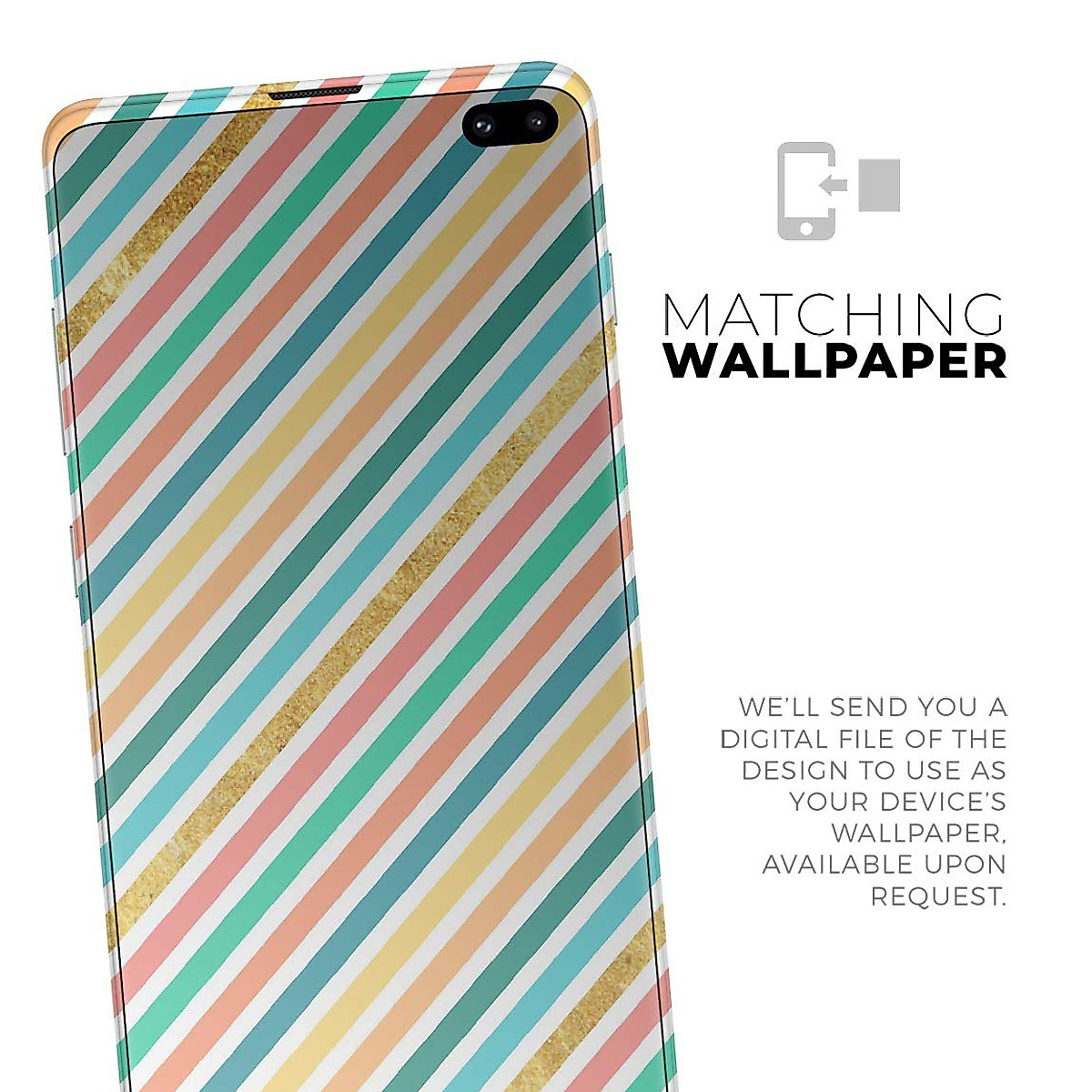 DesignSkinz Tropical Summer Gold Striped v1 Protective Vinyl Decal Wrap Skin Cover Compatible with The Samsung Galaxy S20 (Screen Trim & Back Glass Skin)